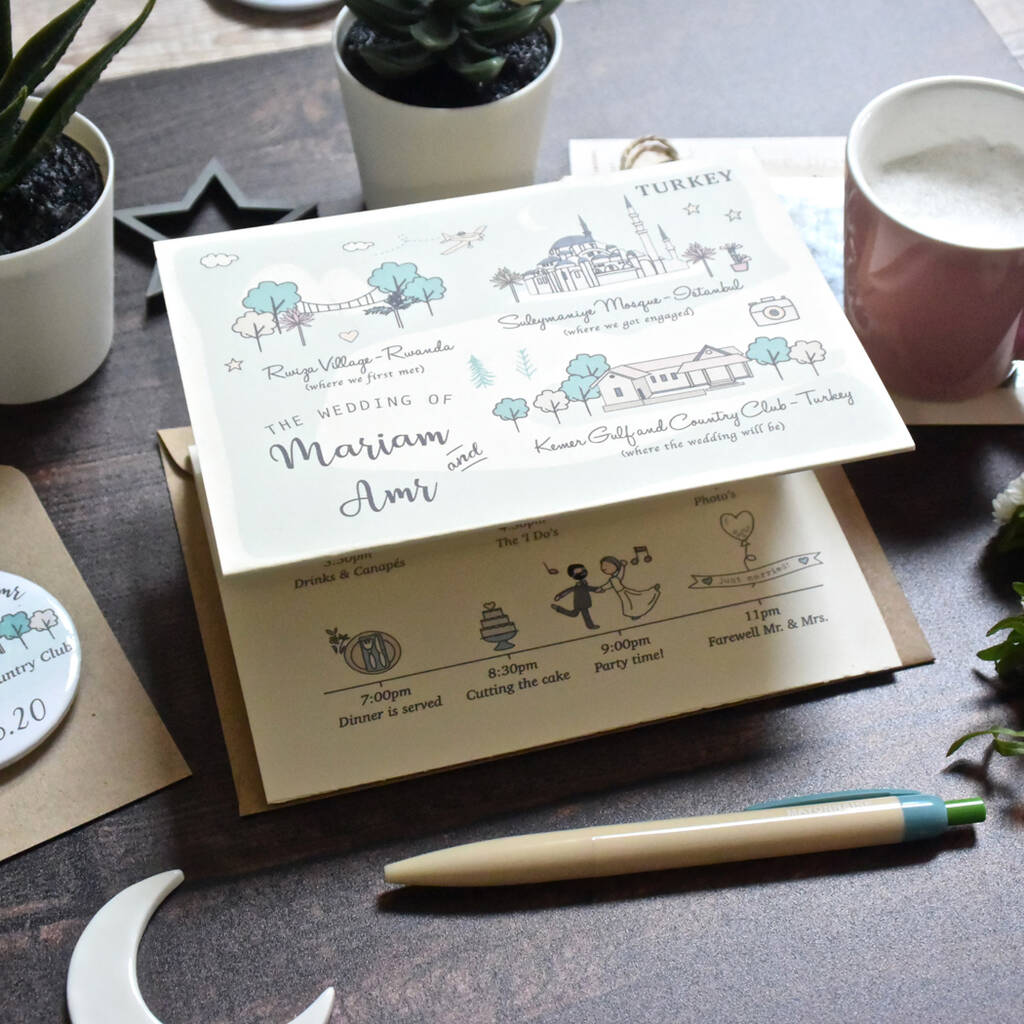 bespoke map folded wedding invitation by paper and inc ...