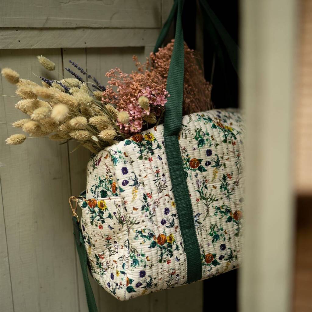 Botanical Pumpkin Ivory Quilted Weekend Bag By Fable England ...