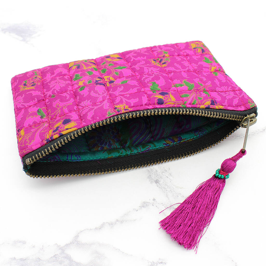 Silk Sari Upcycled Quilted Jewellery Bag By Poppy Jewellery ...