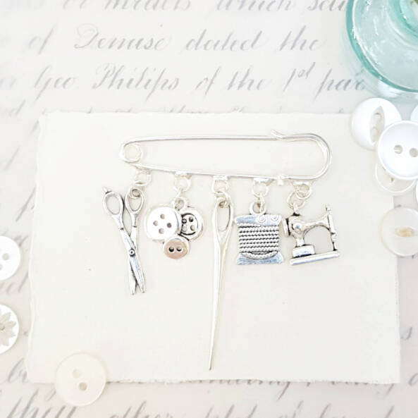 personalised sewing brooch with a needle and thread by zamsoe ...