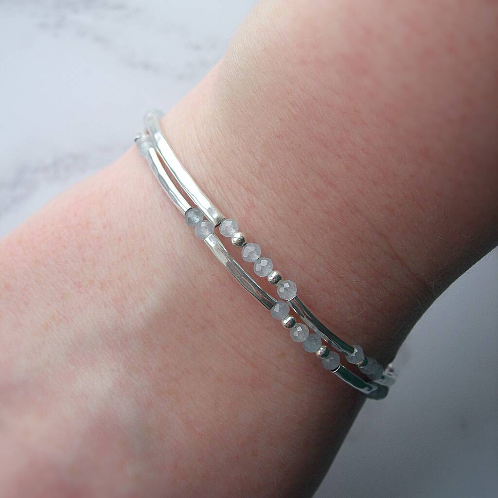 Aquamarine And Silver Double Stranded Bracelet By Hazey Designs ...