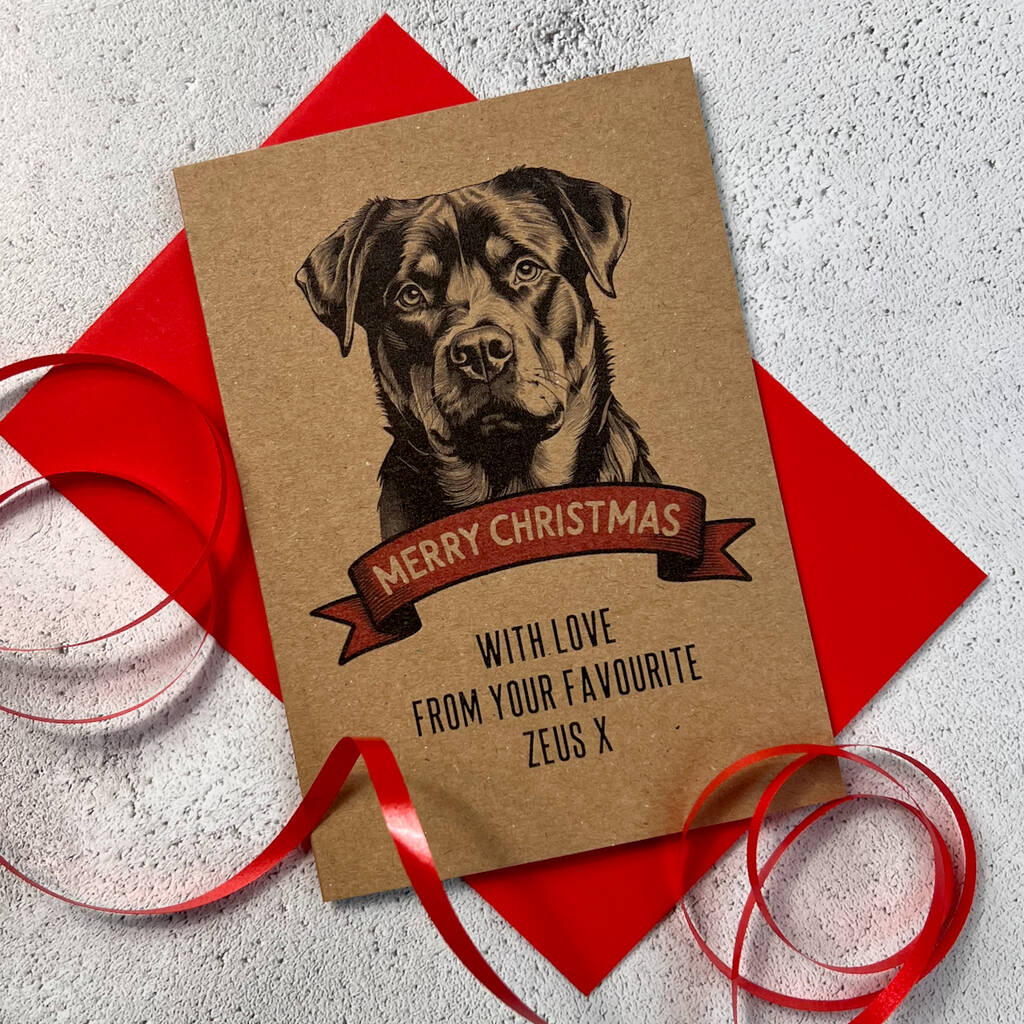 Personalised Rottweiler Dog Portrait Christmas Card By Adam Regester Design