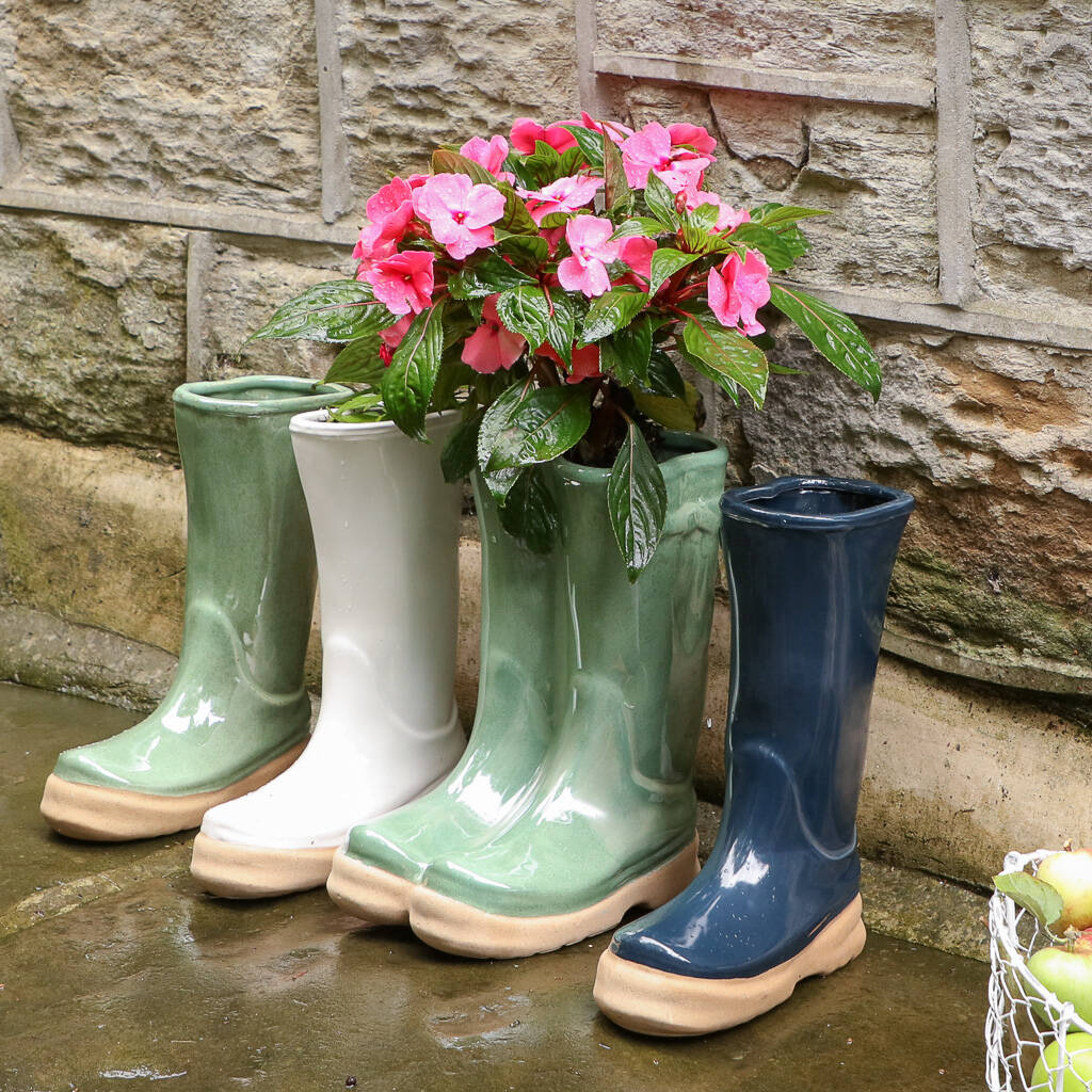 porthgain large standing welly boot planter by dibor ...