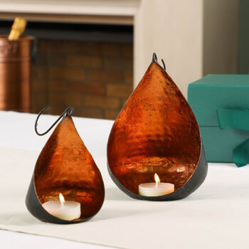 Two Autumn Copper Hanging Tea Light Candle Holders By Dibor ...