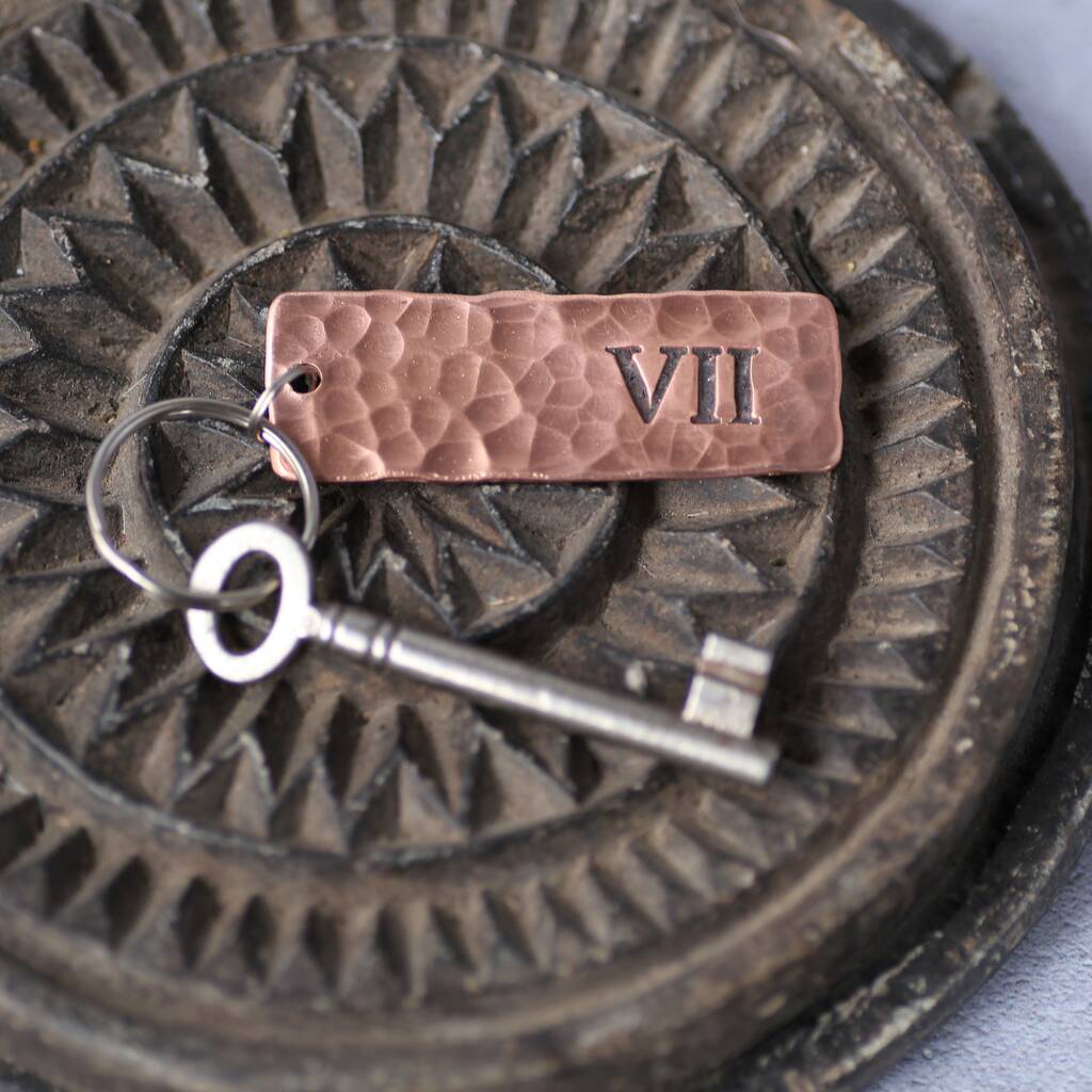 7th Anniversary Solid Copper Keyring By Coach House Forge