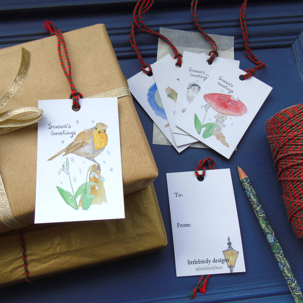 Christmas Bird Gift Tags By littlebirdydesigns