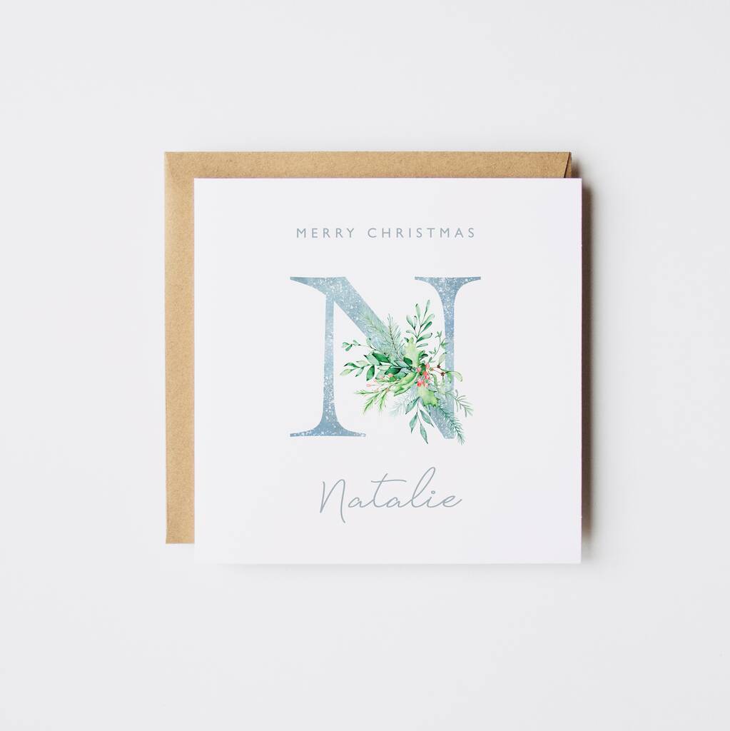 Personalised Initial Christmas Card By momo+boo