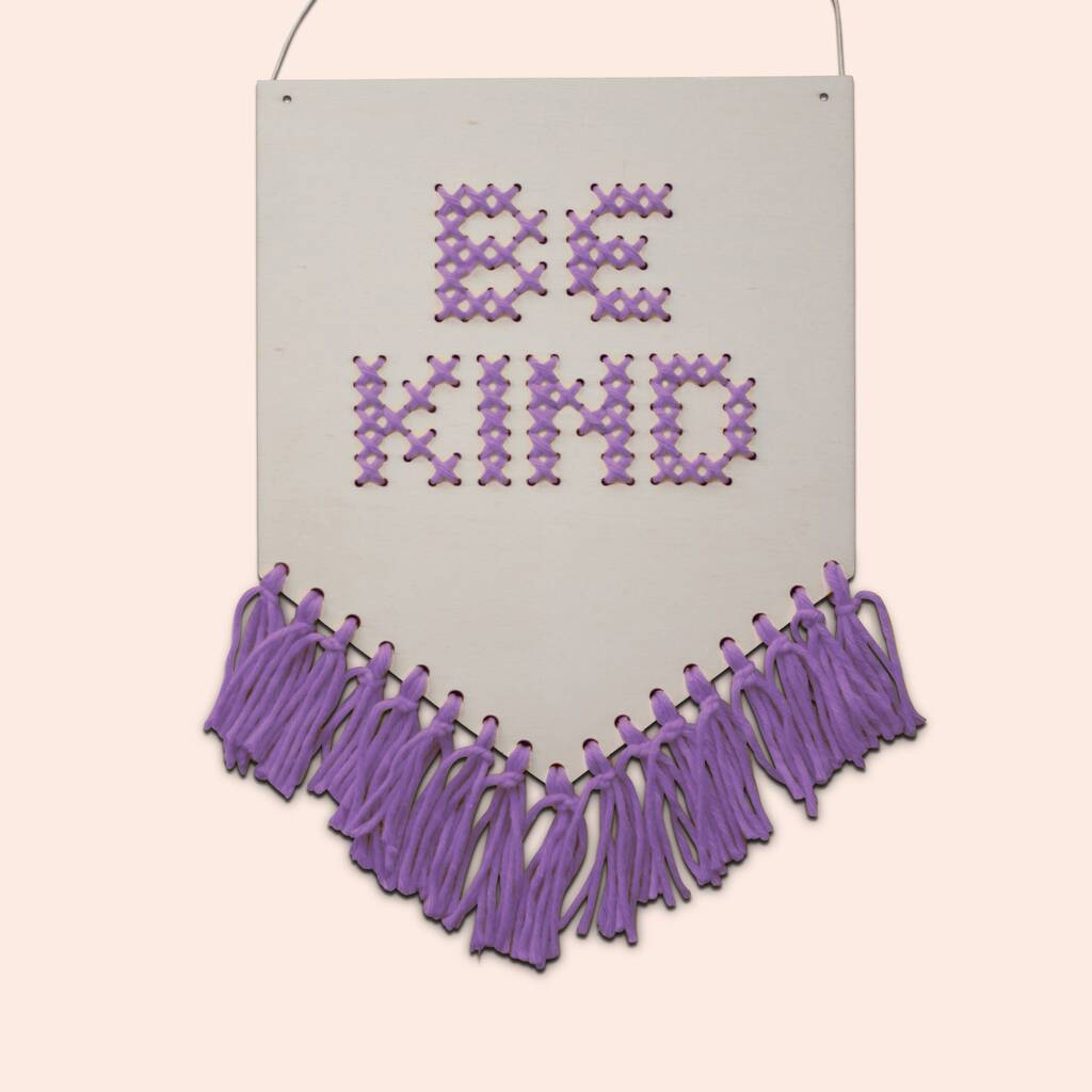Be Kind Tasseled Embroidery Banner Kit By Cotton Clara ...