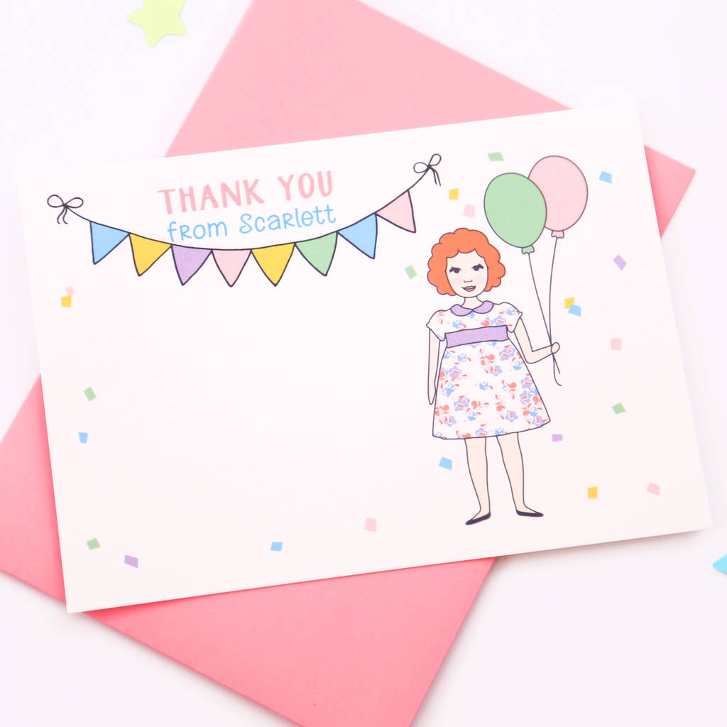 Personalised Girl Thank You Cards By superfumi | notonthehighstreet.com