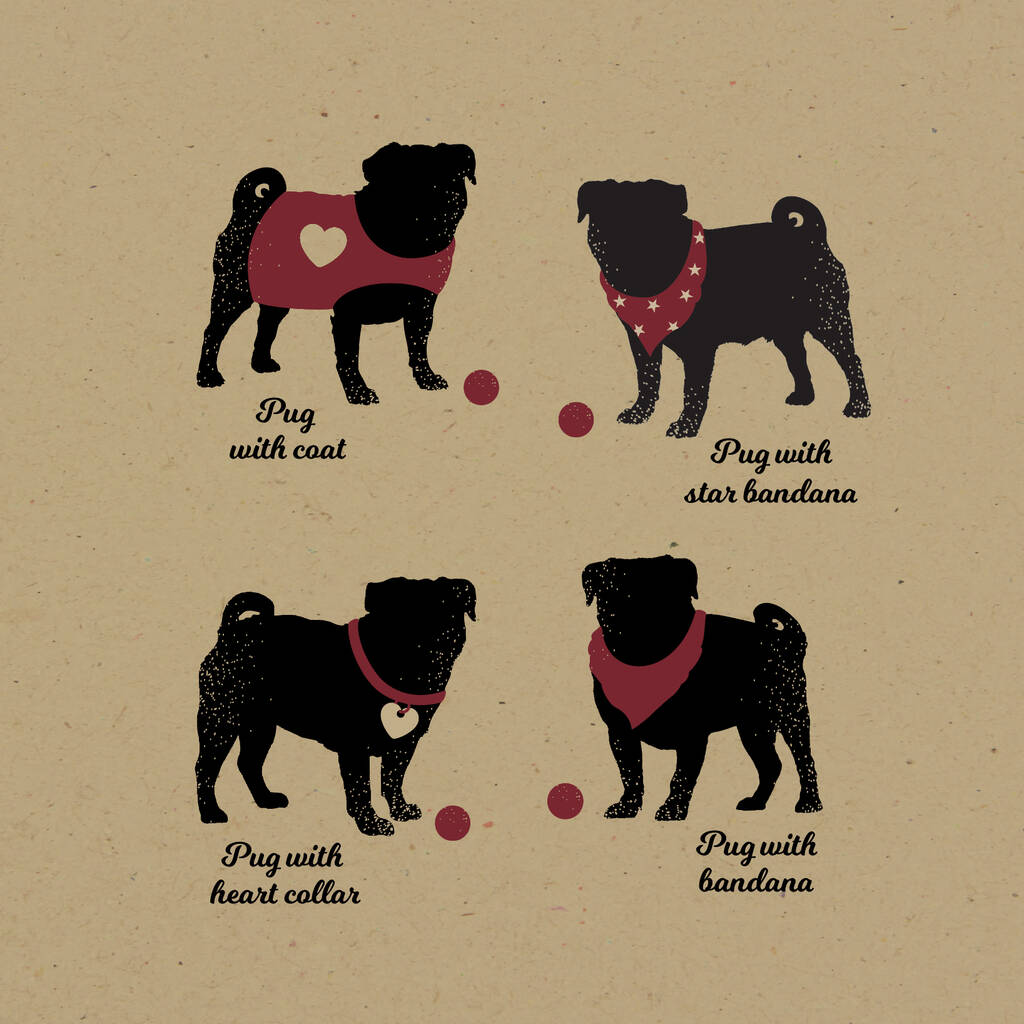 Personalised Pug Print For One Or Two Dogs By The Typecast Gallery ...