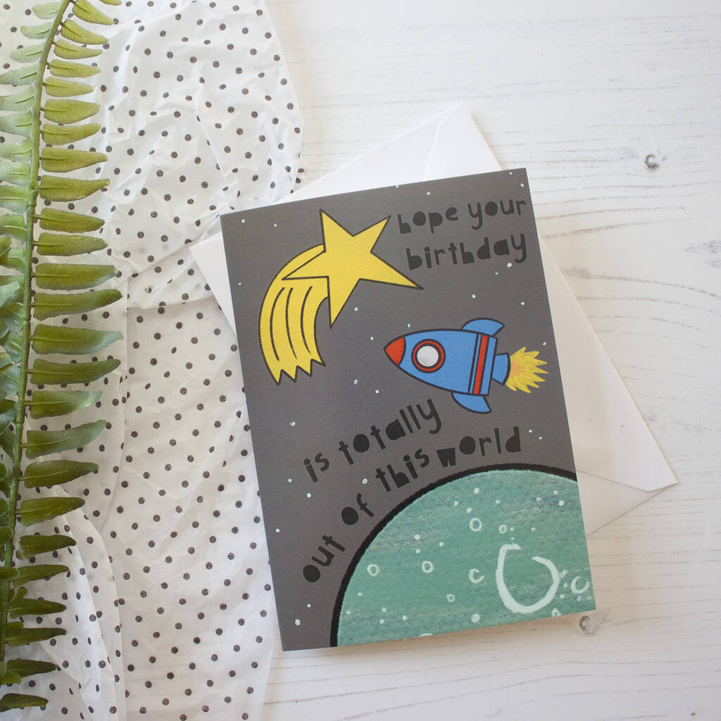 Happy Birthday Space Rocket Card By Nelly's Treasures ...