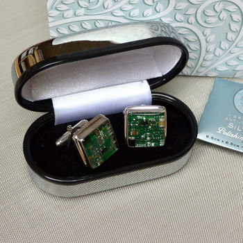 Computer Circuit Board Sterling Silver Cufflinks By Hepburn & Hughes ...