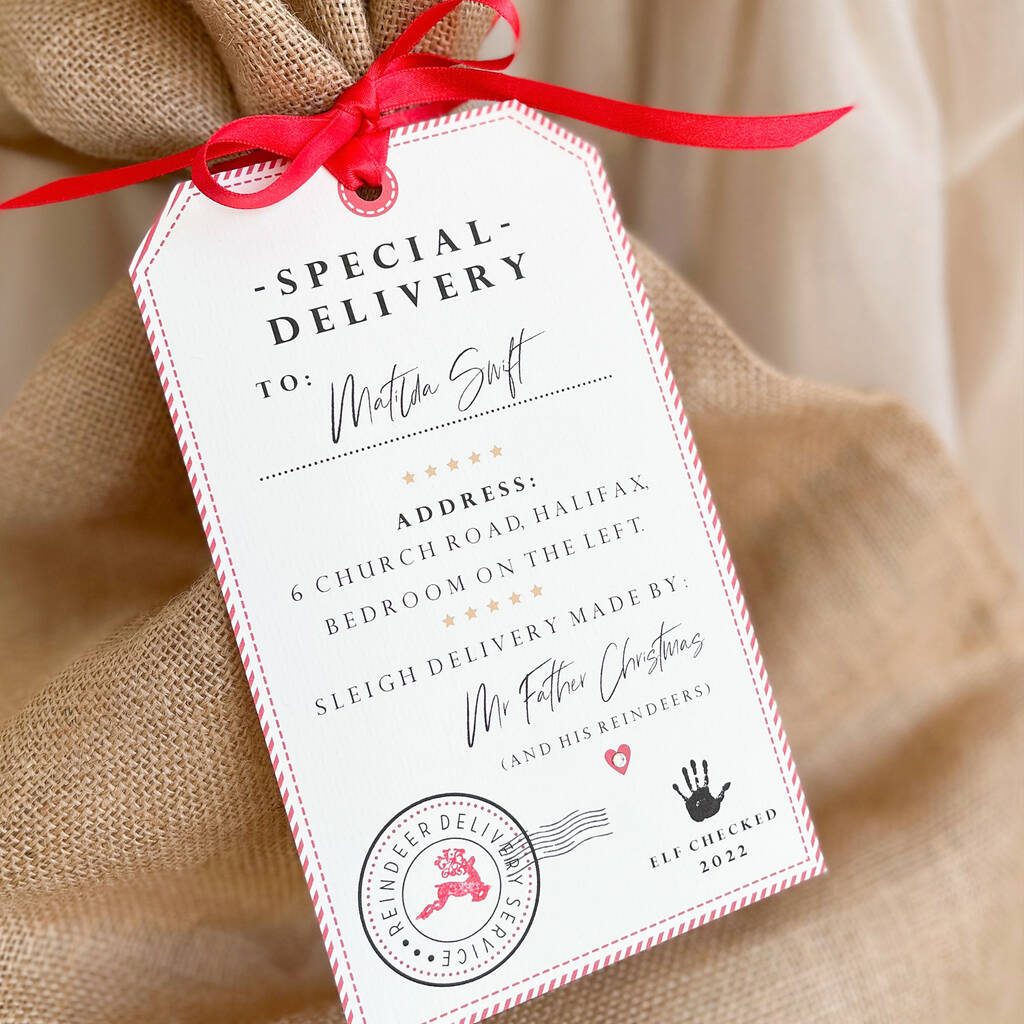 Personalised Santa Sack Gift Tag By Button Box Cards