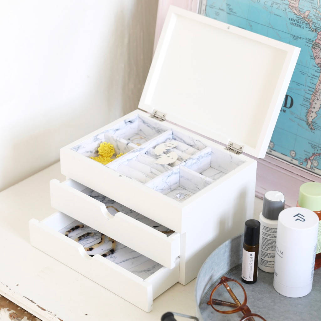 personalised name white jewellery box with drawers by lisa angel ...