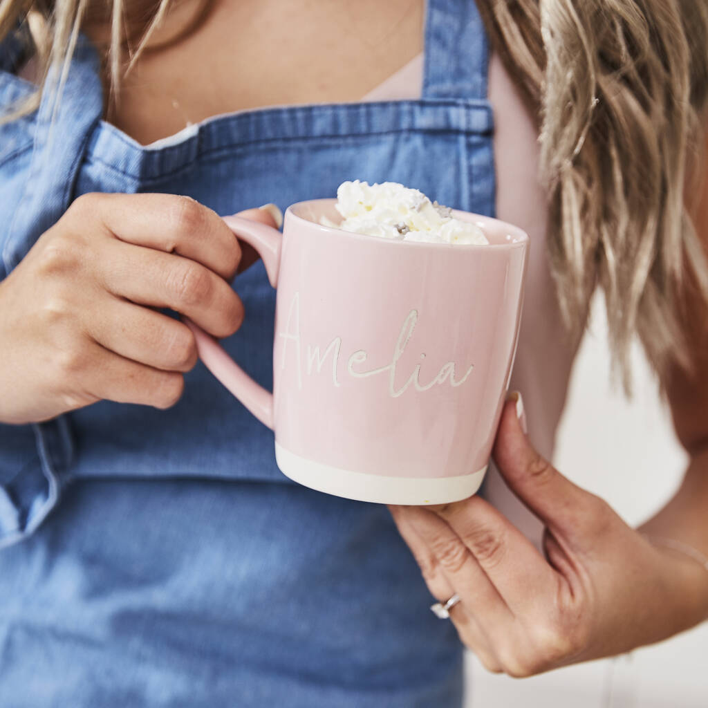 personalised pink stoneware mug by sophia victoria joy ...