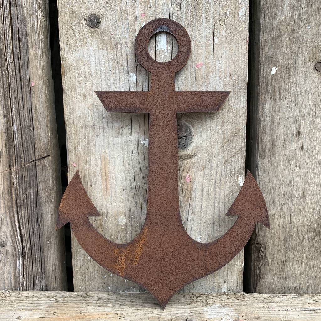 colourful anchor ship boat nautical sign by the rustic warehouse ...