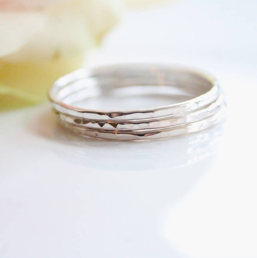 silver skinny stacking rings by lauren hunt jewellery designs ...