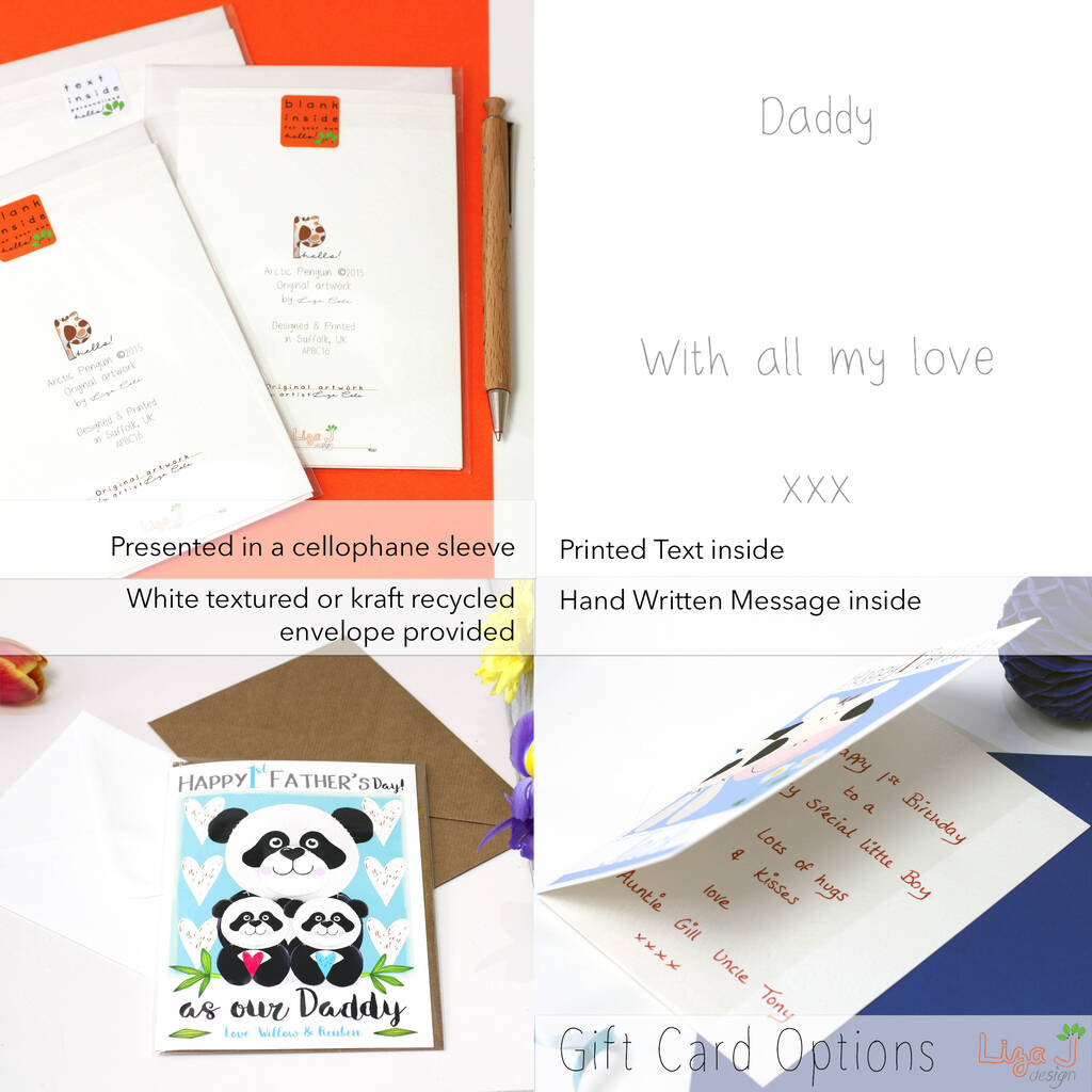 Panda Twins 1st Father's Day Card As Daddy By Liza J Design ...