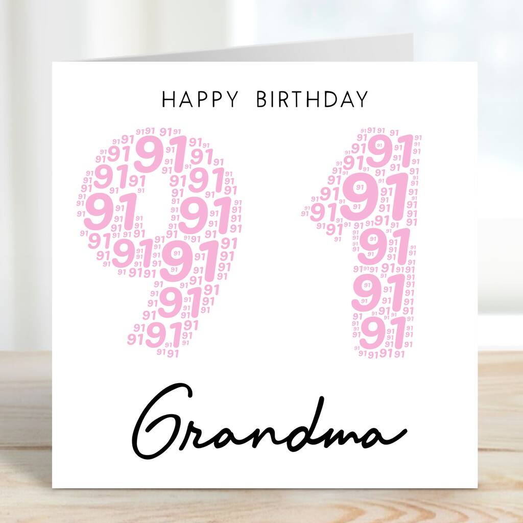 Personalised 91st Birthday Card For Her By Uniqueful
