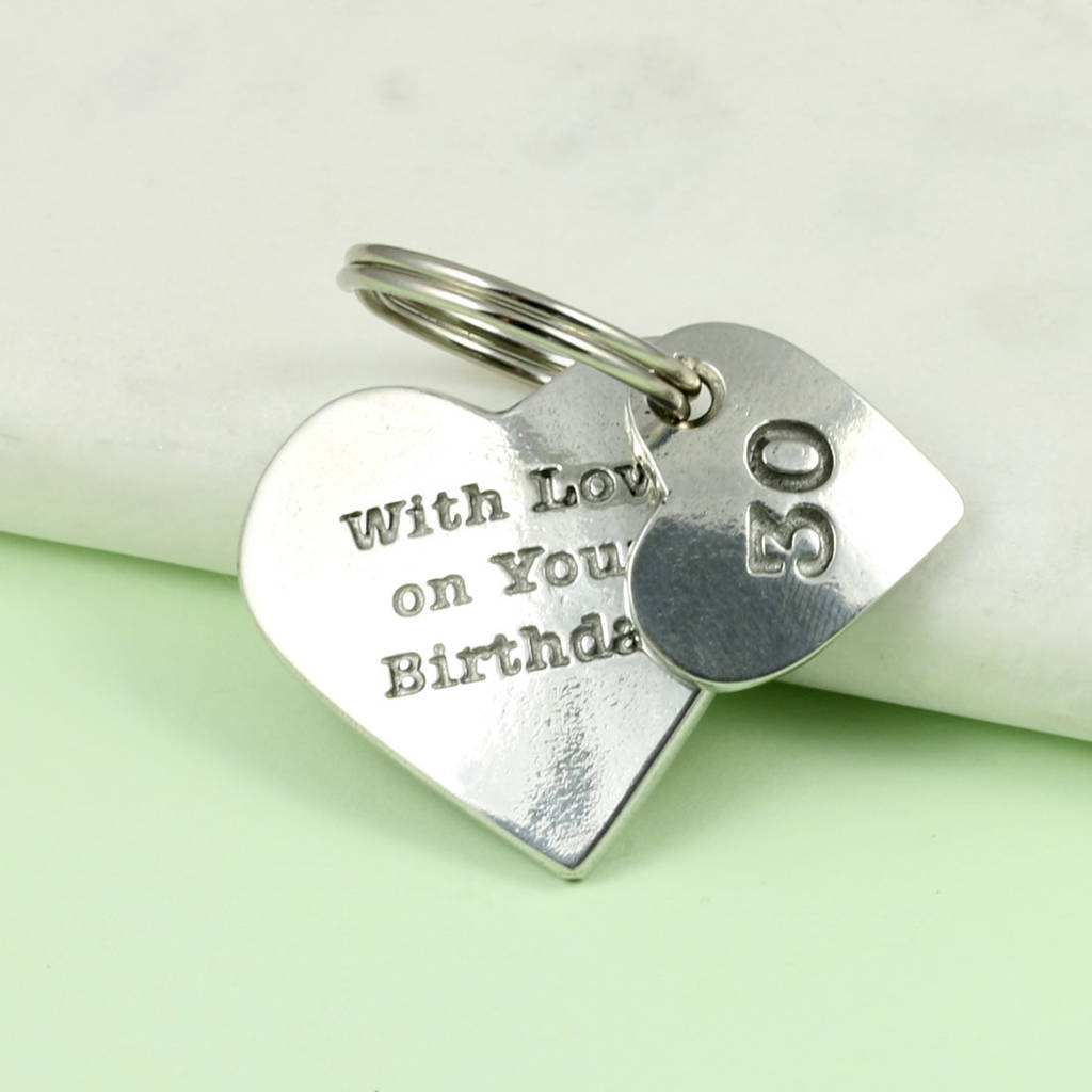 30th birthday gift pewter heart key ring by multiply design ...