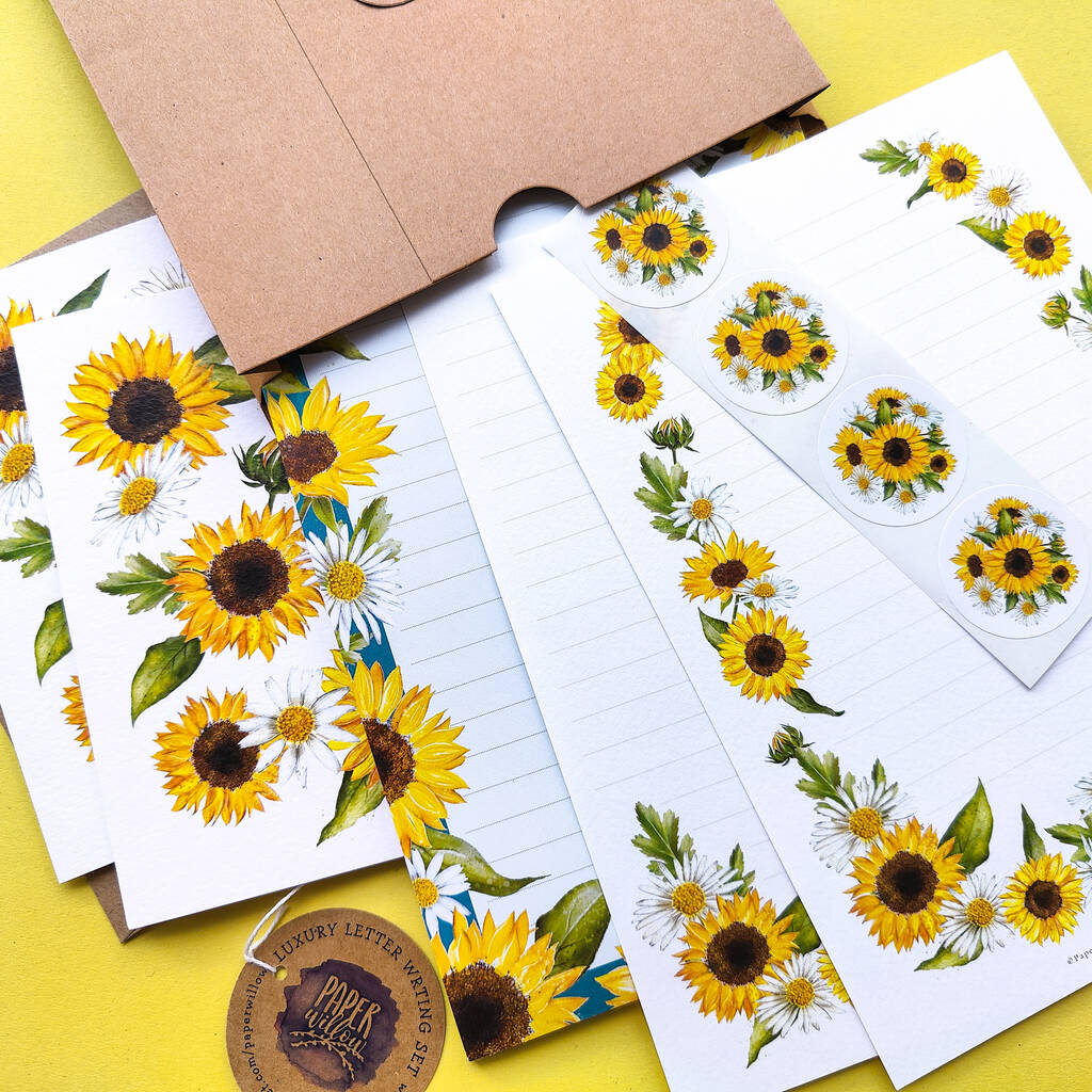 Sunflowers Writing Set By Paper Willow