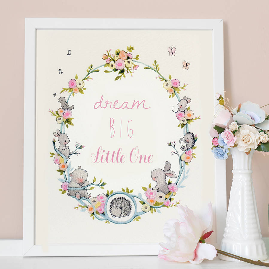 personalised garden wreath nursery print by daisy & bump nursery art ...