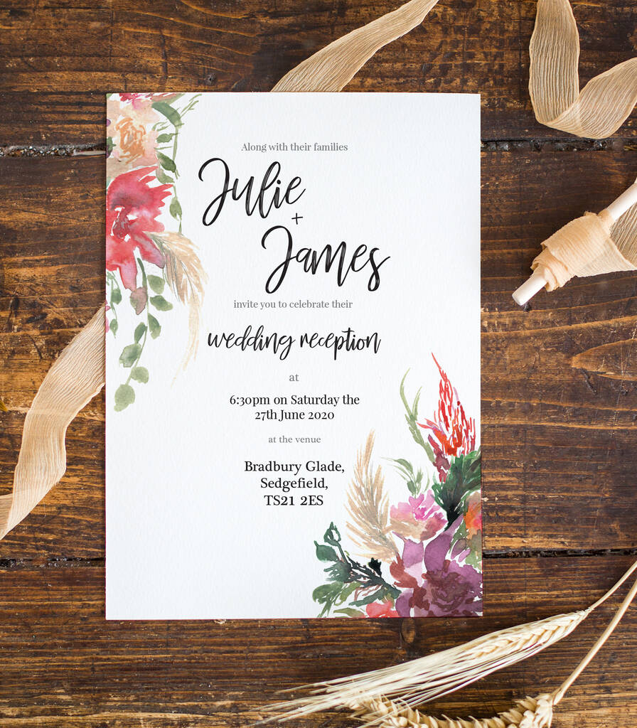 Watercolour Tipi And Wild Flowers Wedding Invitations By Katie's Design ...