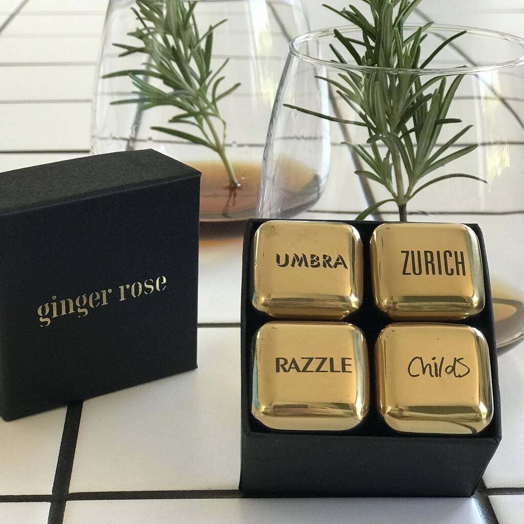 Personalised Gold Steel Ice Cubes By Ginger Rose | notonthehighstreet.com