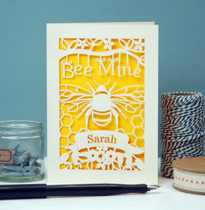 Personalised Papercut Bee Mine Valentines Card By Pogofandango ...