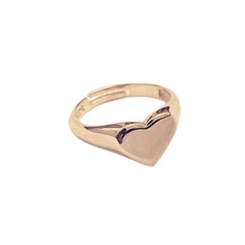 Heart Love Signet Ring In Sterling Silver, Gold Plated By Spero London ...
