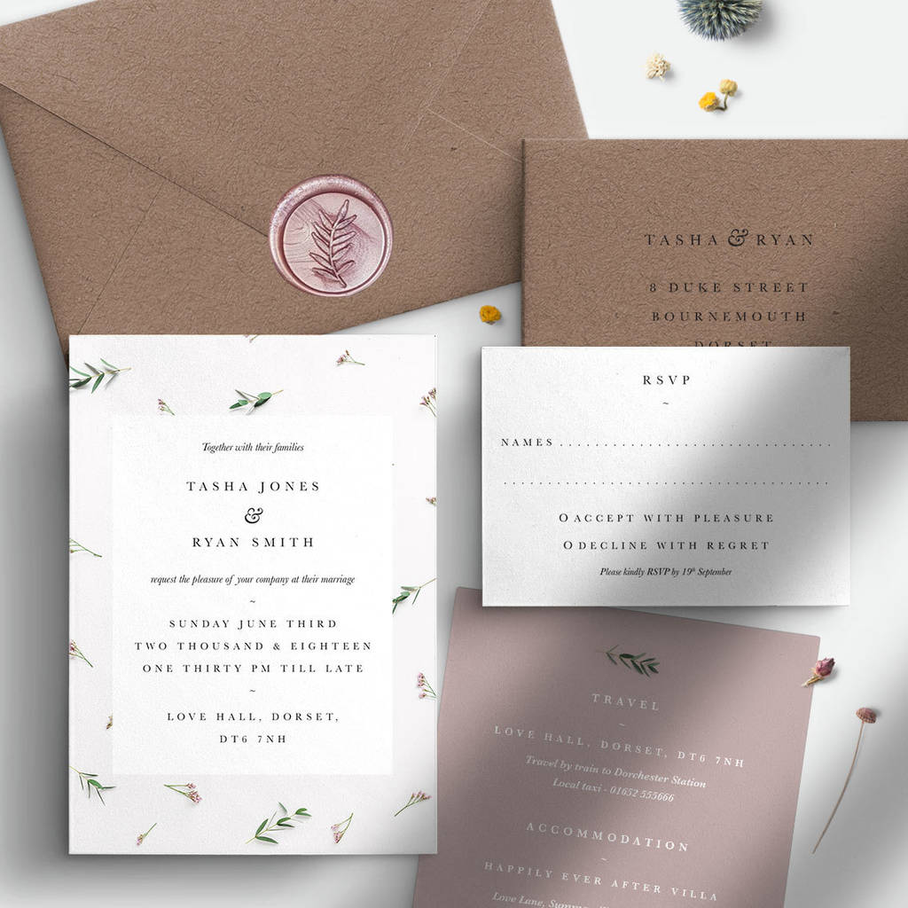 floral blush wedding invitation by confetti designs ...