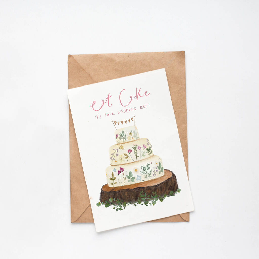 Eat Cake Wedding Card By Hannah Green Illustration