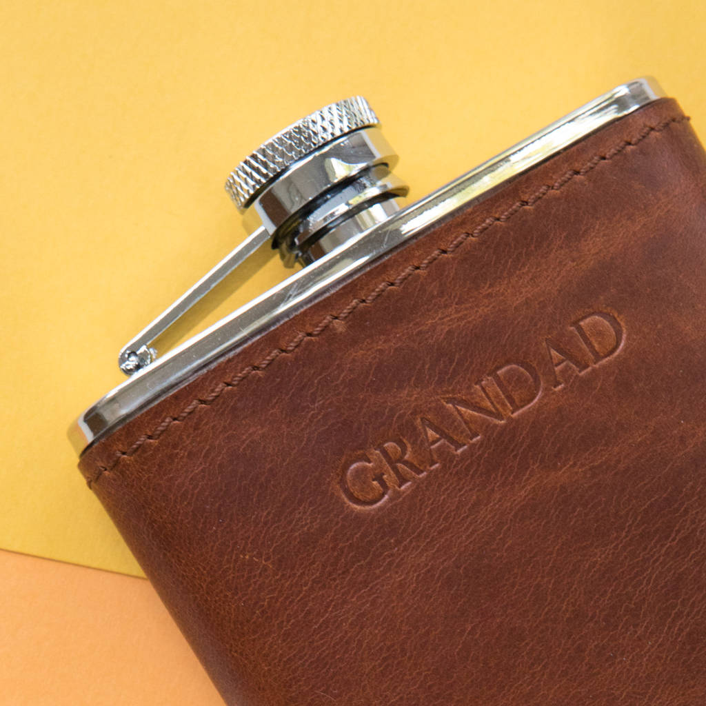 personalised 6oz leather hip flask by williams handmade ...