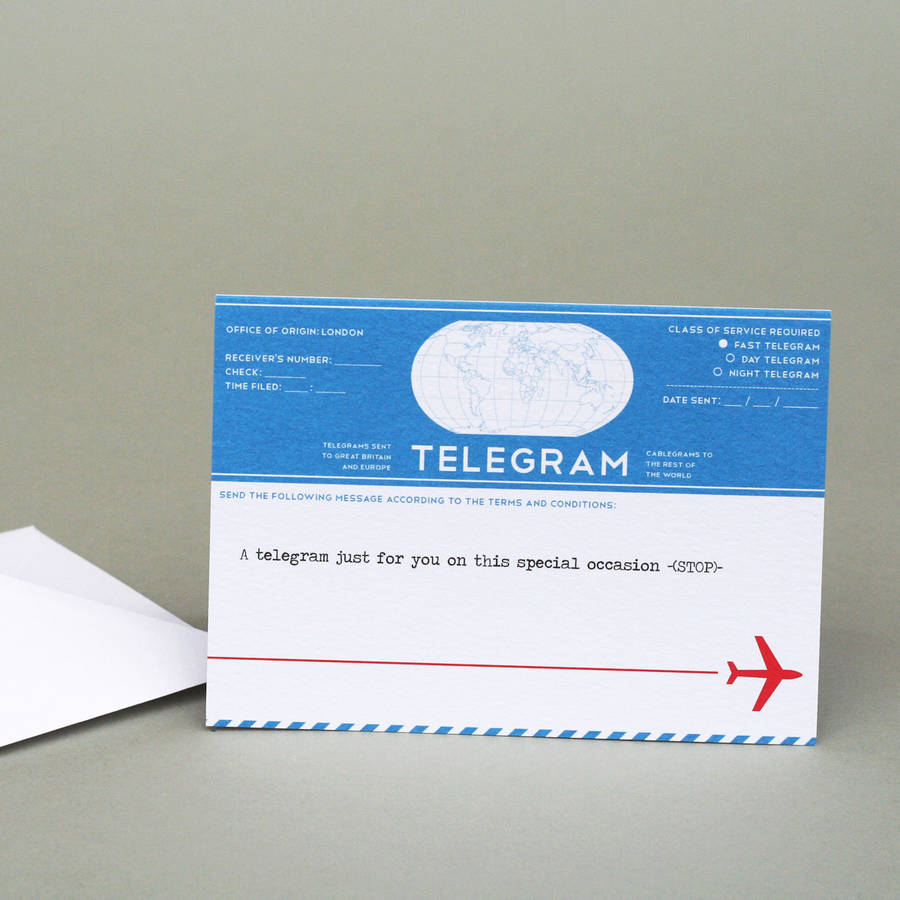 'telegram' card by nancy & betty studio | notonthehighstreet.com