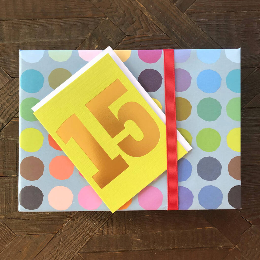 Mini Gold Foiled Number Fifteen Card By Kali Stileman Publishing