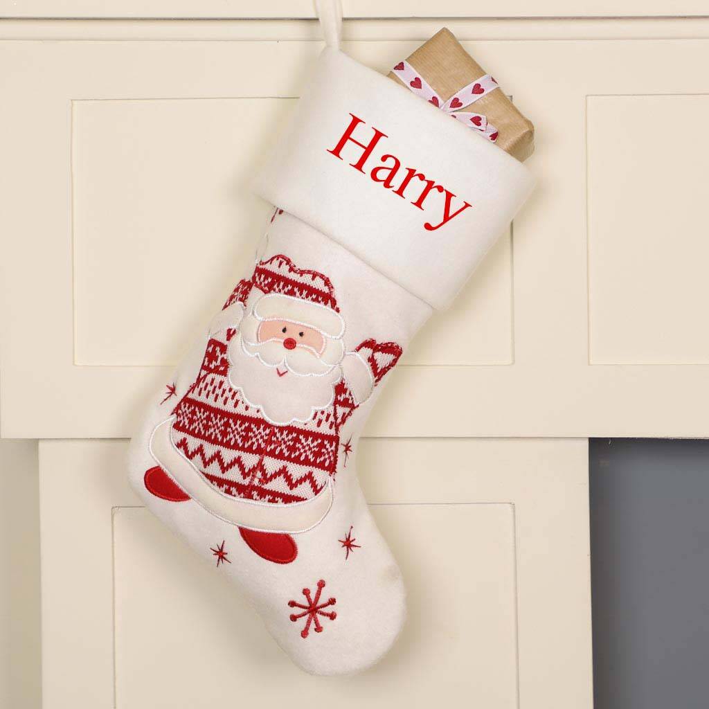 Personalised White Santa Christmas Stocking By Dibor ...