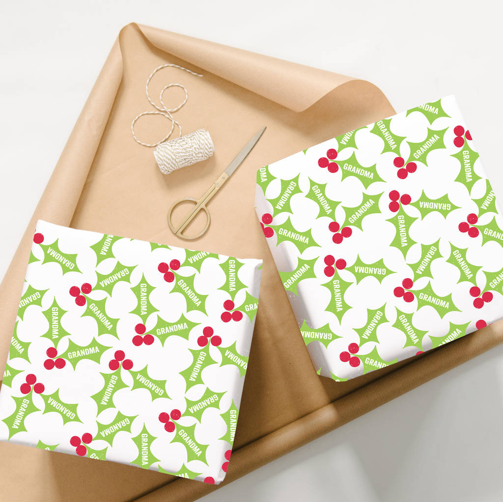 Christmas Holly Personalised Wrapping Paper By Abigail Warner ...
