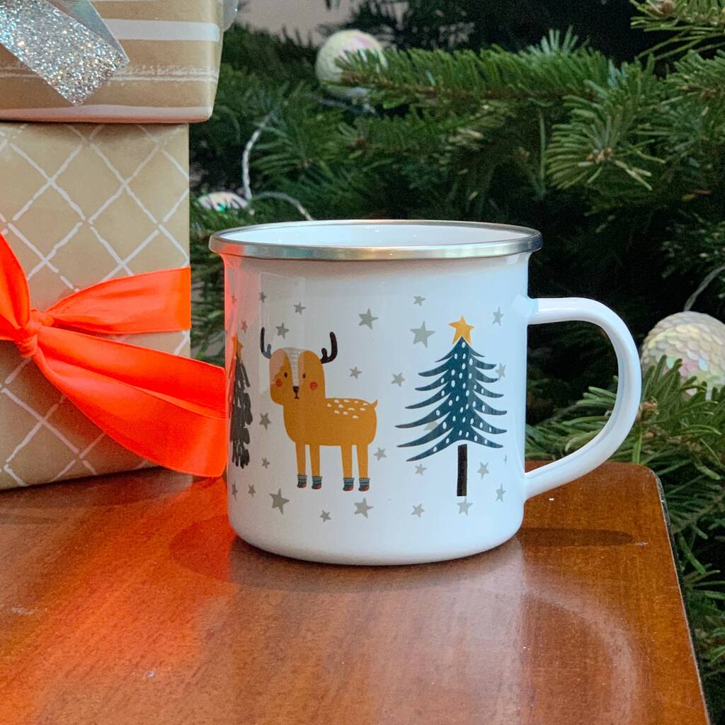 Personalised Traditional Christmas Enamel Mug By Hendog Designs ...