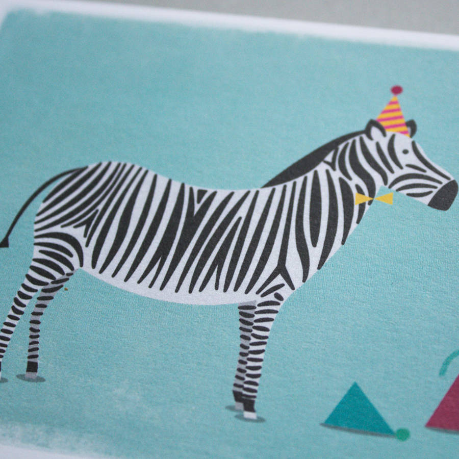 zebra party hats birthday card by duke & rabbit | notonthehighstreet.com
