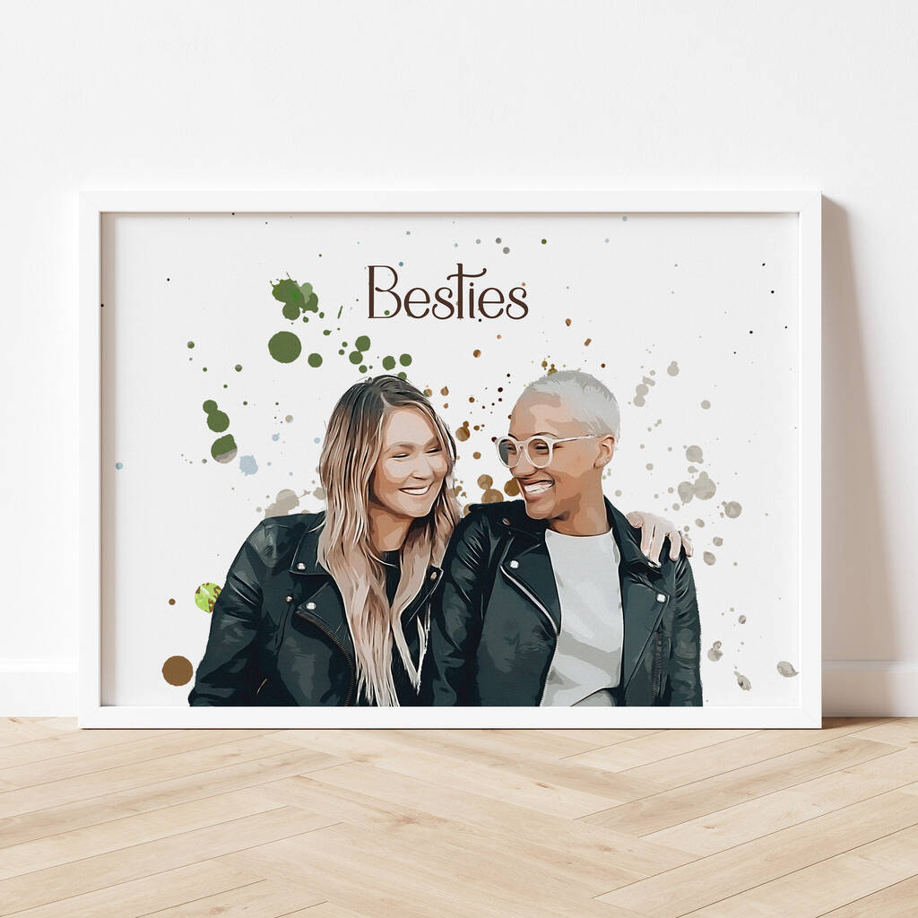 Personalised Besties Portrait Print Gift By Hope and Love