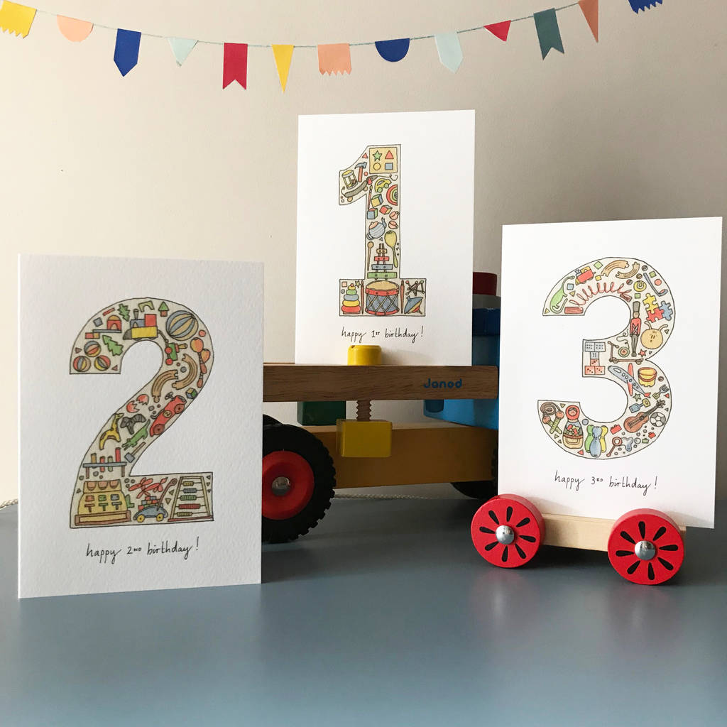 illustrated vintage toys children's birthday cards by fearless flamingo ...