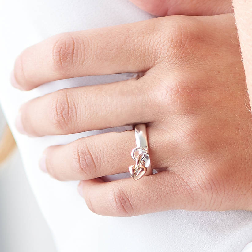sweetheart solid silver or silver and gold charm ring by scarlett off ...