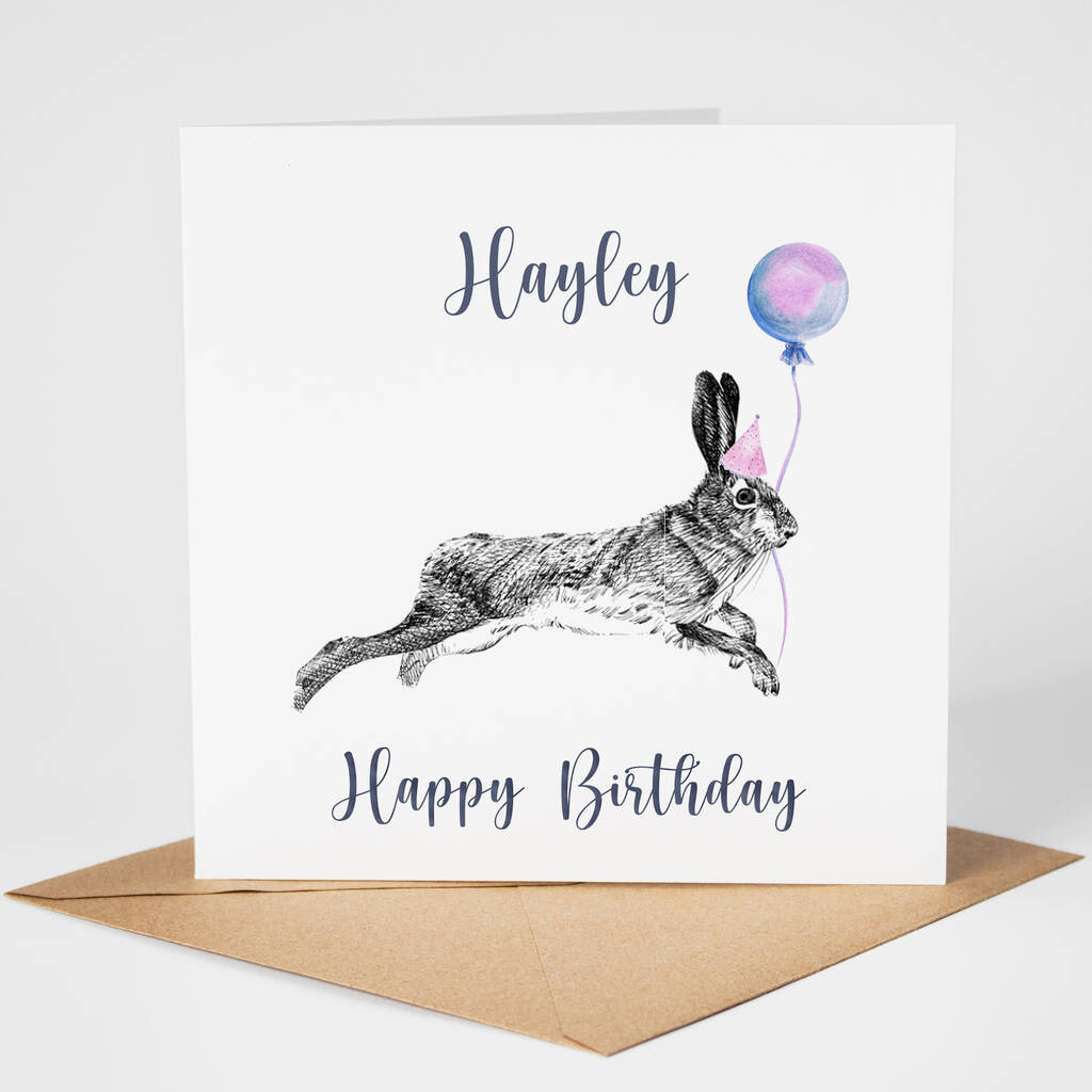Personalised Birthday Hare Card By Hope and Love