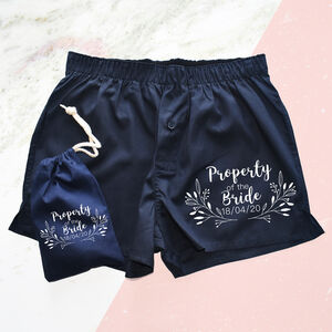 Property Of The Bride, Grooms Woven Boxers By Weasel and Stoat
