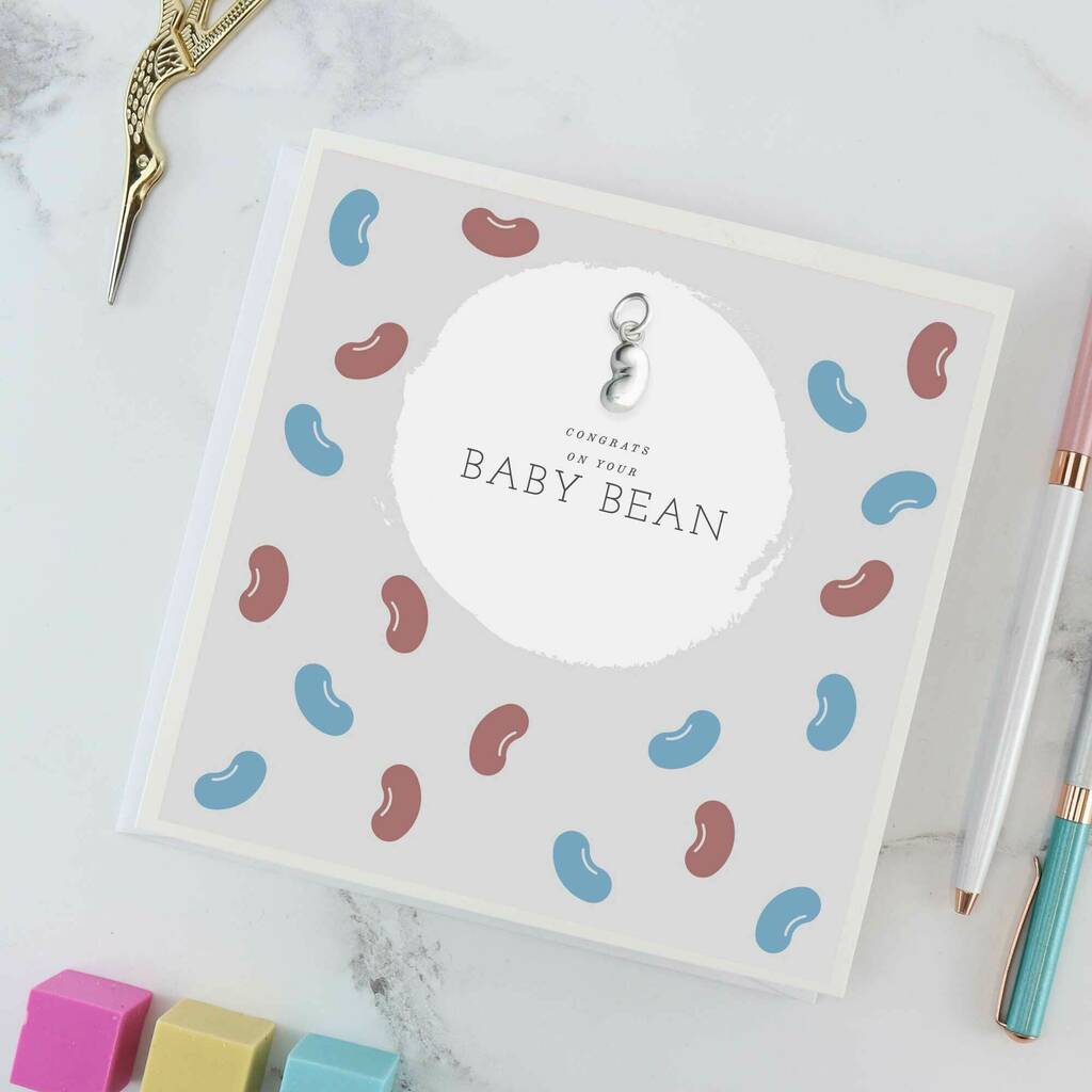 Baby Bean Solid Silver Charm And Congratulations Card By Scarlett Off ...