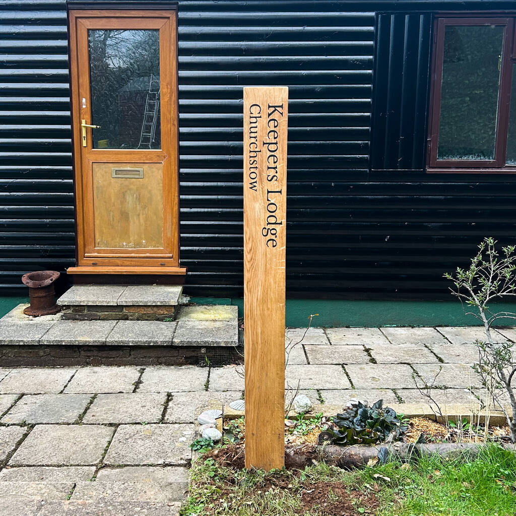 Wide House Sign Post, Made From Solid Oak By Grain Designs ...