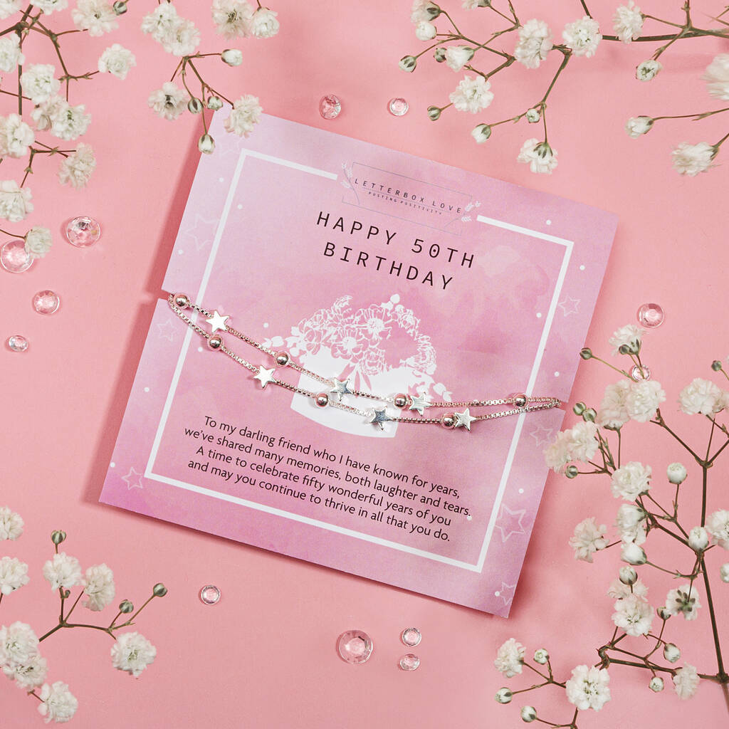 Happy 50th Milestone Birthday Bracelet By Letterbox Love ...