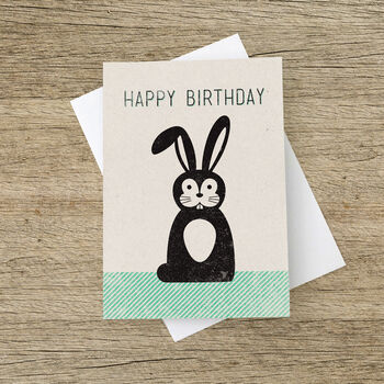 'happy Birthday' Rabbit Birthday Card By The Strawberry Card Company ...