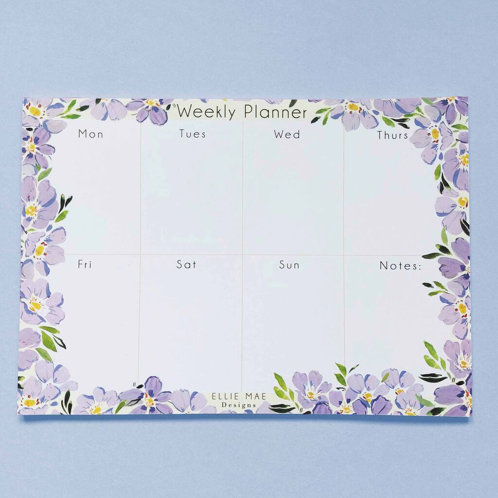 Lilac Blooms Weekly Planner By Ellie Mae Designs | notonthehighstreet.com
