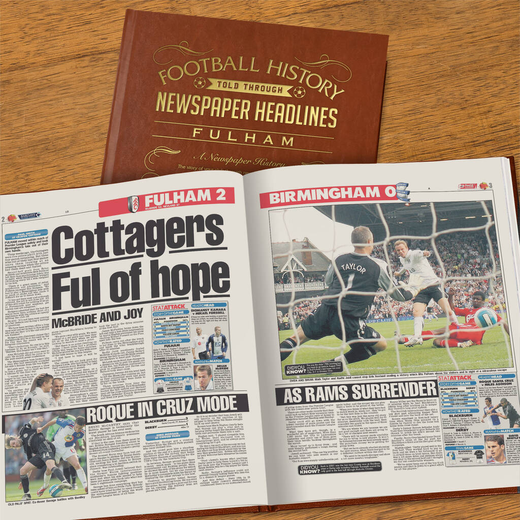 Fulham Personalised Football Gift Newspaper Book By Historic Newspapers ...